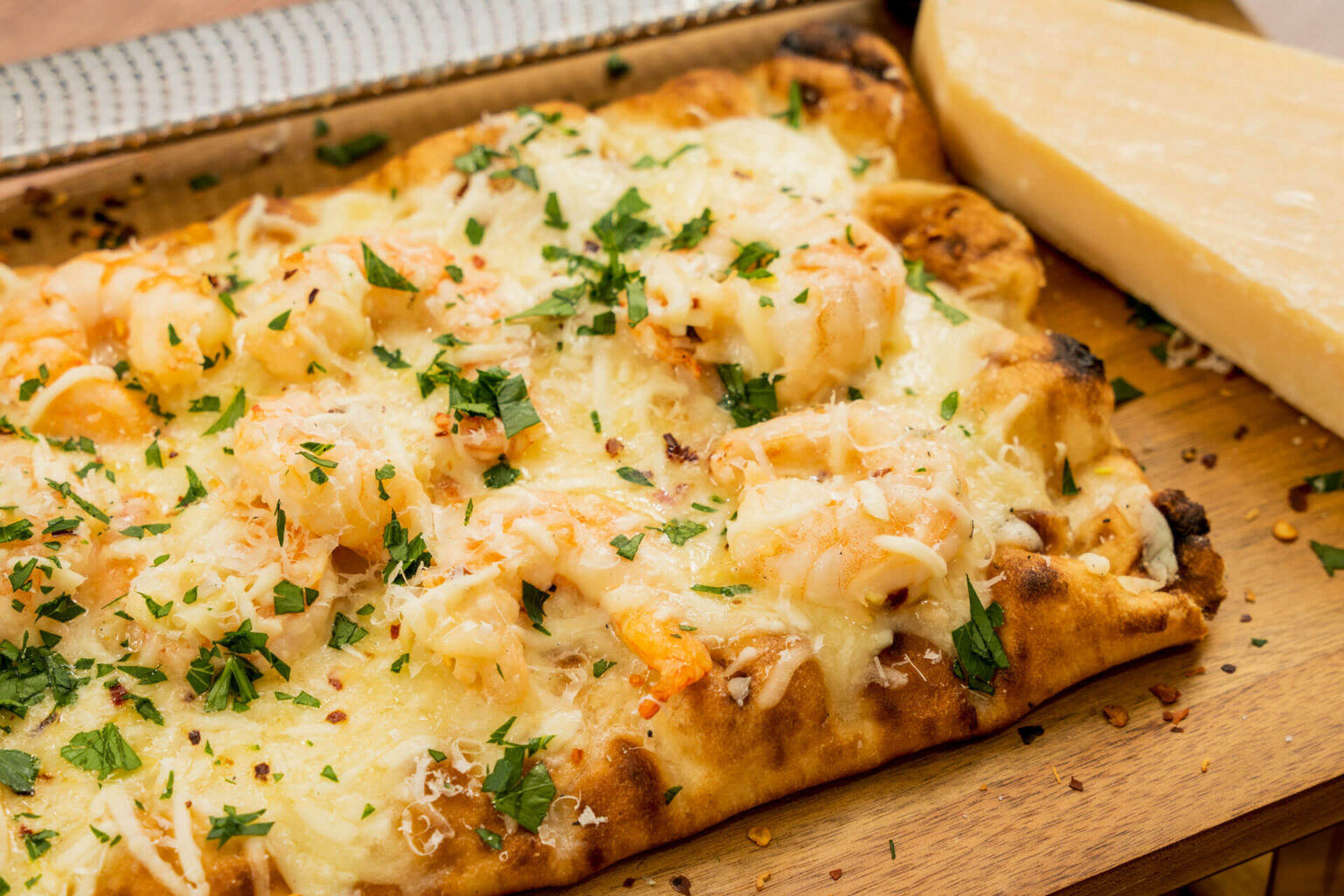 Grilled Shrimp Scampi Pizza - Sauced by Sunday